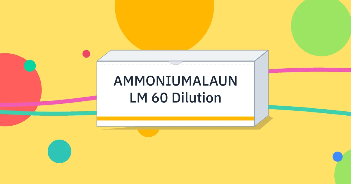 Symbolbild: Packung mit der Aufschrift AMMONIUMALAUN LM 60 Dilution (PZN 13324916) – Verfügbarkeit und Bezug in Apotheken in Frankfurt am Main
