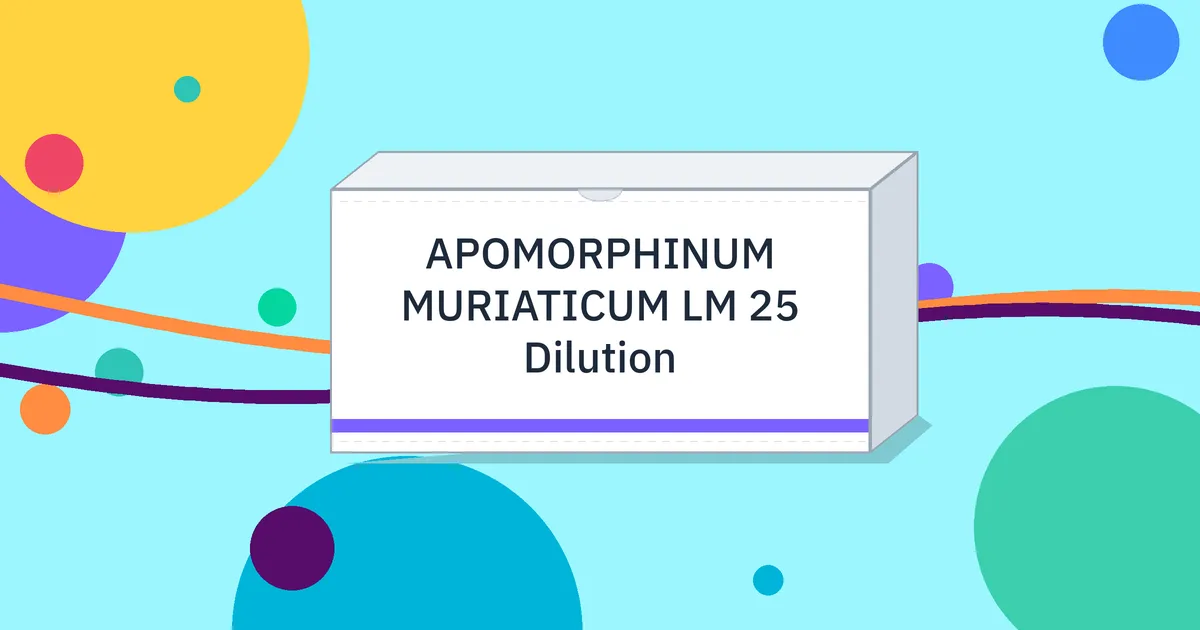 Symbolbild: Packung mit der Aufschrift APOMORPHINUM MURIATICUM LM 25 Dilution (PZN 13381475) – Verfügbarkeit und Bezug in Apotheken in Frankfurt am Main