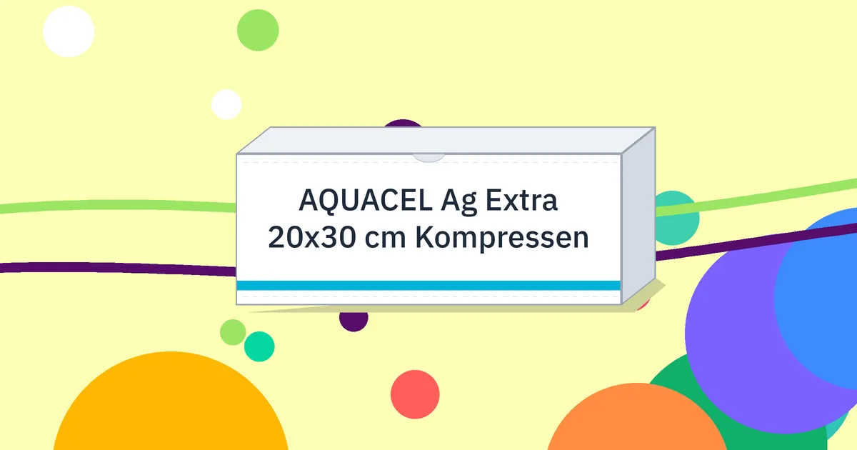 Symbolbild: Packung mit der Aufschrift AQUACEL Ag Extra 20x30 cm Kompressen (PZN 18126061) – Verfügbarkeit und Bezug in Apotheken in Frankfurt am Main