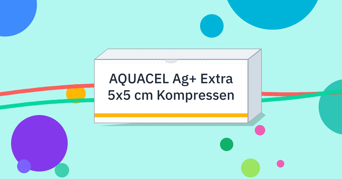 Symbolbild: Packung mit der Aufschrift AQUACEL Ag+ Extra 5x5 cm Kompressen (PZN 20059343) – Verfügbarkeit und Bezug in Apotheken in Frankfurt am Main