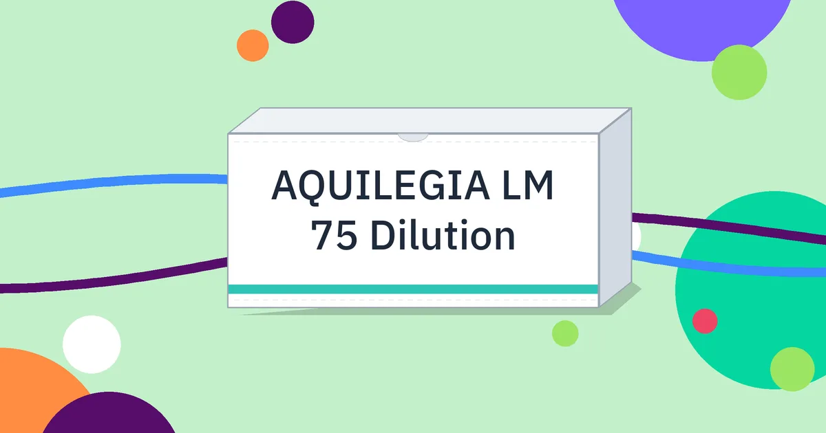Symbolbild: Packung mit der Aufschrift AQUILEGIA LM 75 Dilution (PZN 13384309) – Verfügbarkeit und Bezug in Apotheken in Frankfurt am Main
