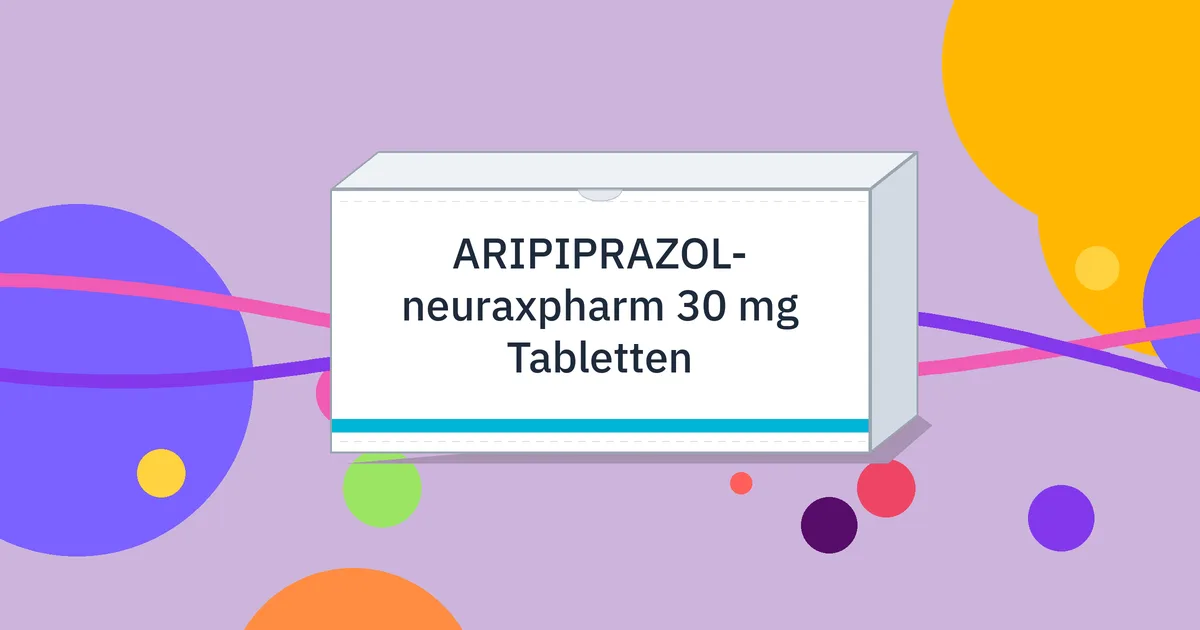 Symbolbild: Packung mit der Aufschrift ARIPIPRAZOL-neuraxpharm 30 mg Tabletten (PZN 10736417) – Verfügbarkeit und Bezug in Apotheken in Frankfurt am Main