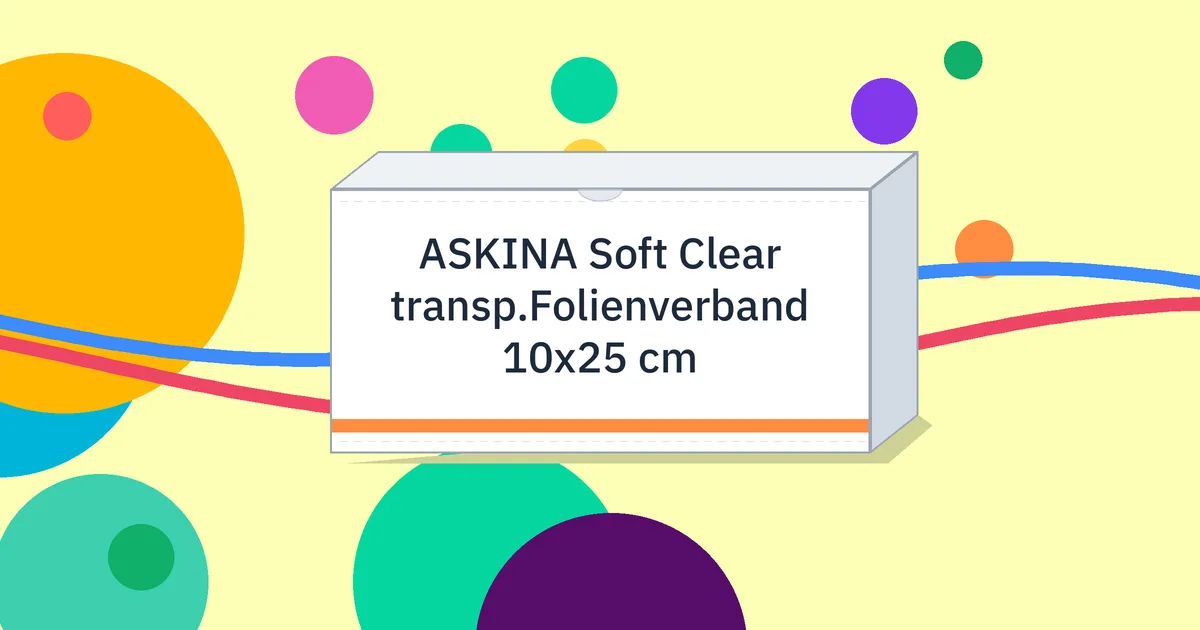 Symbolbild: Packung mit der Aufschrift ASKINA Soft Clear transp.Folienverband 10x25 cm (PZN 18261787) – Verfügbarkeit und Bezug in Apotheken in Frankfurt am Main