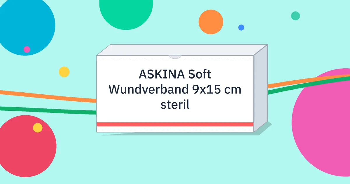 Symbolbild: Packung mit der Aufschrift ASKINA Soft Wundverband 9x15 cm steril (PZN 06645910) – Verfügbarkeit und Bezug in Apotheken in Frankfurt am Main