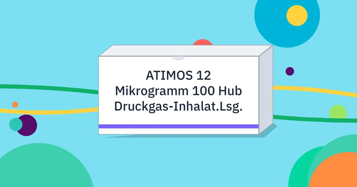Symbolbild: Packung mit der Aufschrift ATIMOS 12 Mikrogramm 100 Hub Druckgas-Inhalat.Lsg. (PZN 11600306) – Verfügbarkeit und Bezug in Apotheken in Frankfurt am Main