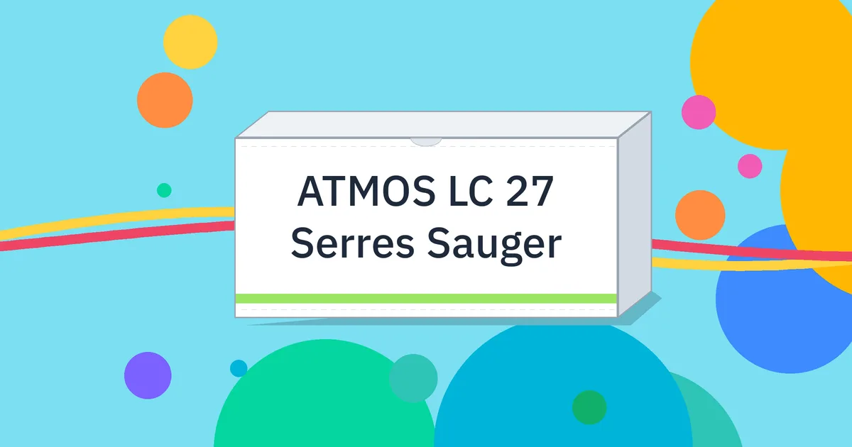 Symbolbild: Packung mit der Aufschrift ATMOS LC 27 Serres Sauger (PZN 20691147) – Verfügbarkeit und Bezug in Apotheken in Frankfurt am Main
