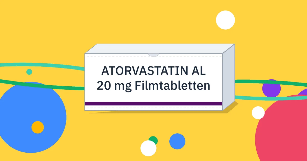 Symbolbild: Packung mit der Aufschrift ATORVASTATIN AL 20 mg Filmtabletten (PZN 09281845) – Verfügbarkeit und Bezug in Apotheken in Frankfurt am Main