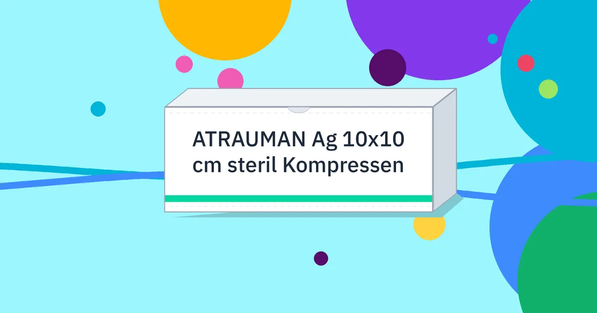 Symbolbild: Packung mit der Aufschrift ATRAUMAN Ag 10x10 cm steril Kompressen (PZN 11219902) – Verfügbarkeit und Bezug in Apotheken in Frankfurt am Main