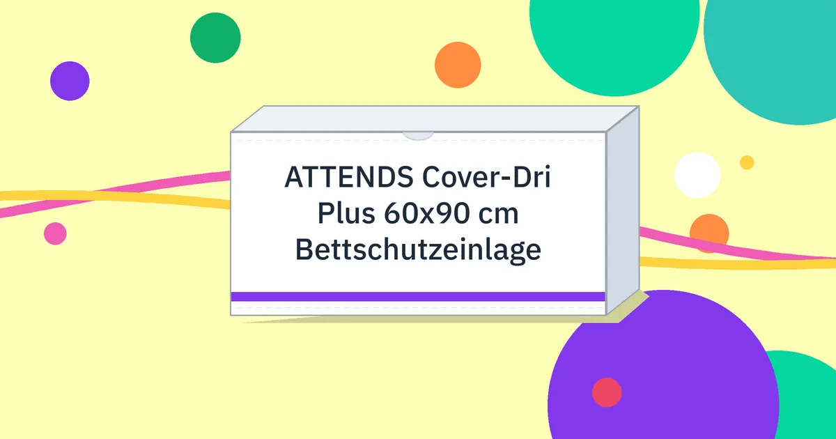 Symbolbild: Packung mit der Aufschrift ATTENDS Cover-Dri Plus 60x90 cm Bettschutzeinlage (PZN 07529152) – Verfügbarkeit und Bezug in Apotheken in Frankfurt am Main