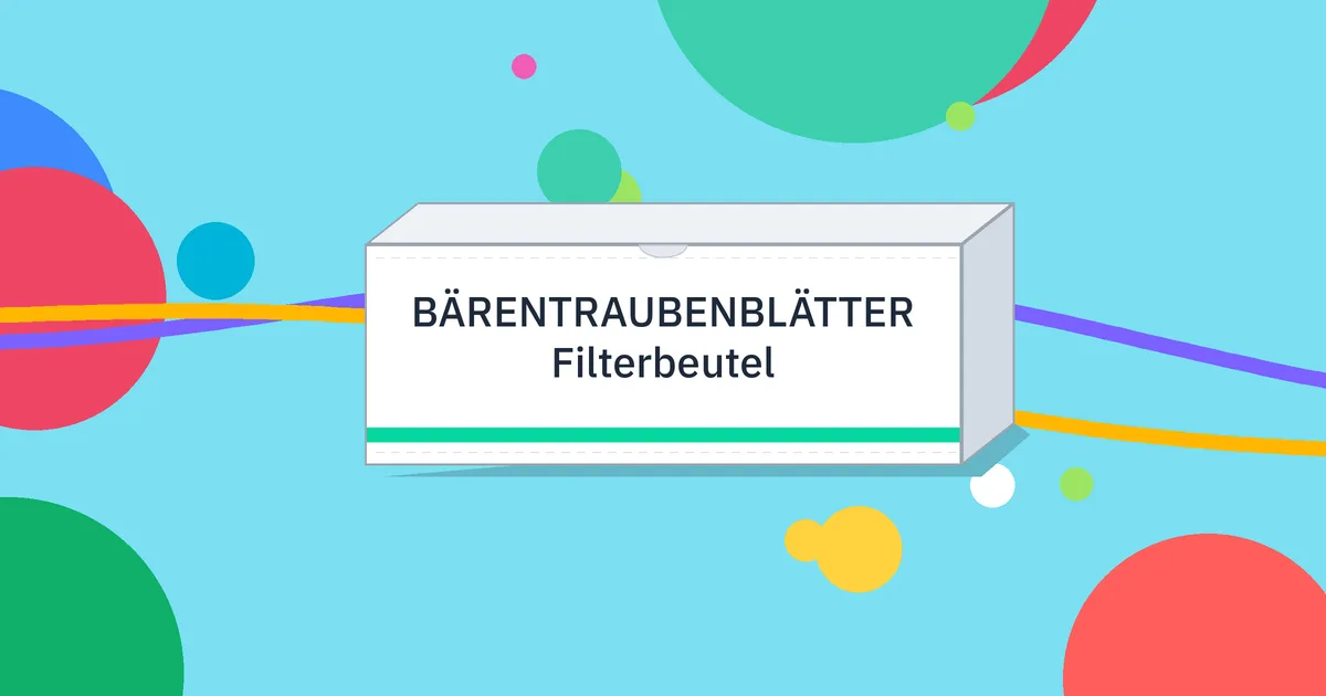 Symbolbild: Packung mit der Aufschrift BÄRENTRAUBENBLÄTTER Filterbeutel (PZN 00589688) – Verfügbarkeit und Bezug in Apotheken in Frankfurt am Main