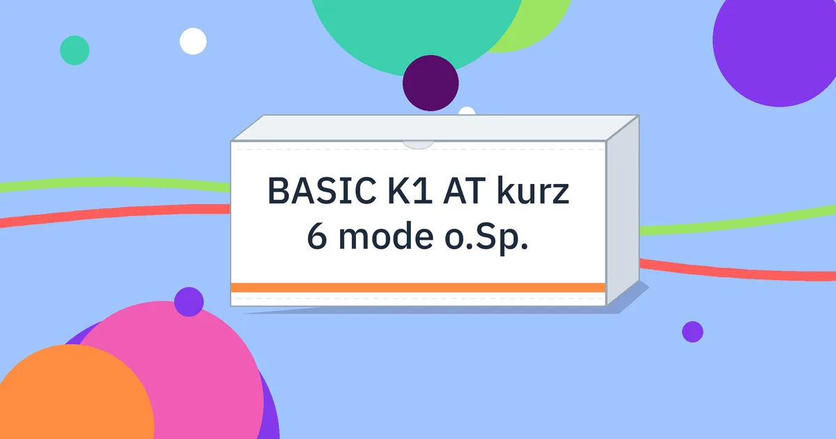 Symbolbild: Packung mit der Aufschrift BASIC K1 AT kurz 6 mode o.Sp. (PZN 20263351) – Verfügbarkeit und Bezug in Apotheken in Frankfurt am Main