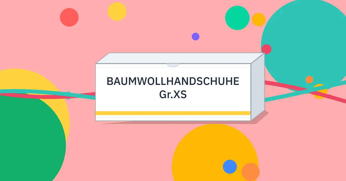 Symbolbild: Packung mit der Aufschrift BAUMWOLLHANDSCHUHE Gr.XS (PZN 18472656) – Verfügbarkeit und Bezug in Apotheken in Frankfurt am Main