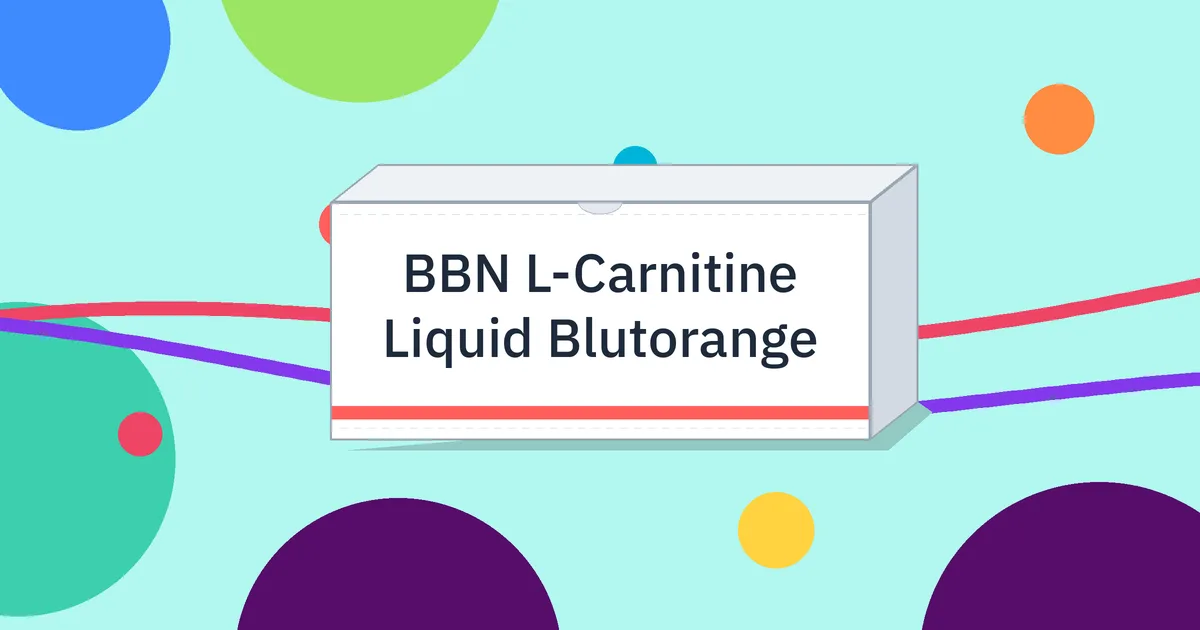 Symbolbild: Packung mit der Aufschrift BBN L-Carnitine Liquid Blutorange (PZN 11103826) – Verfügbarkeit und Bezug in Apotheken in Frankfurt am Main