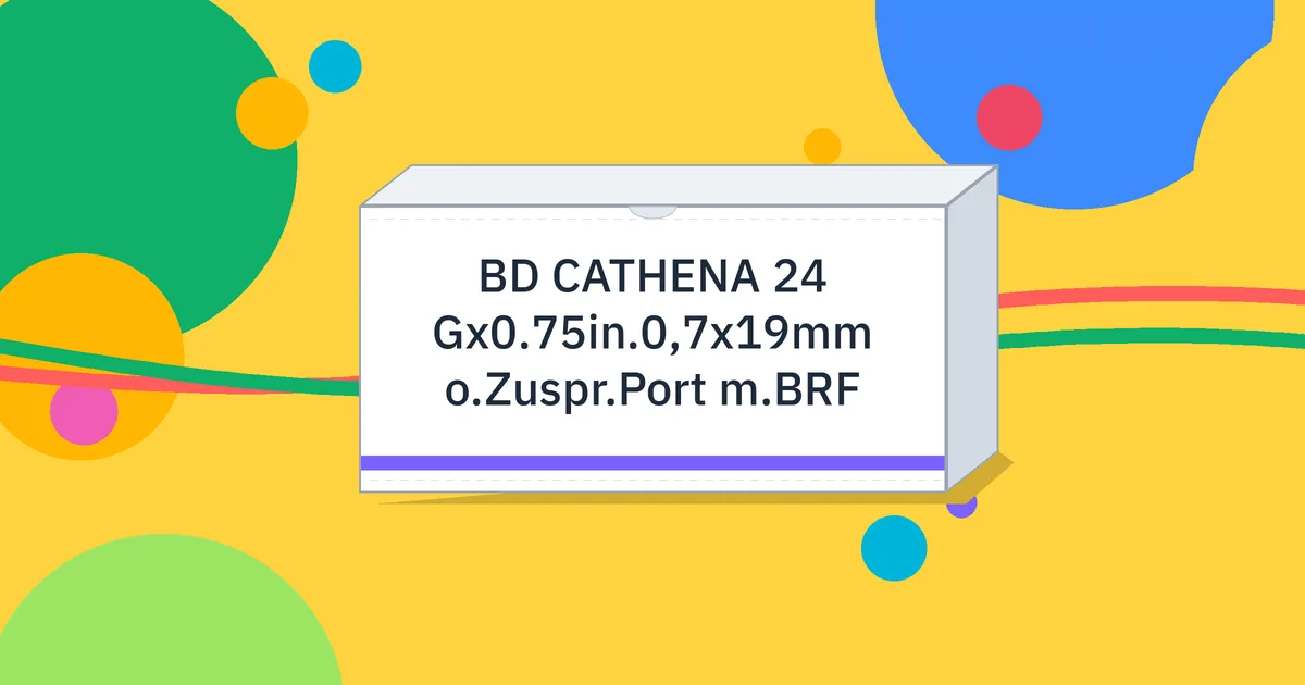 Symbolbild: Packung mit der Aufschrift BD CATHENA 24 Gx0.75in.0,7x19mm o.Zuspr.Port m.BRF (PZN 16910589) – Verfügbarkeit und Bezug in Apotheken in Frankfurt am Main