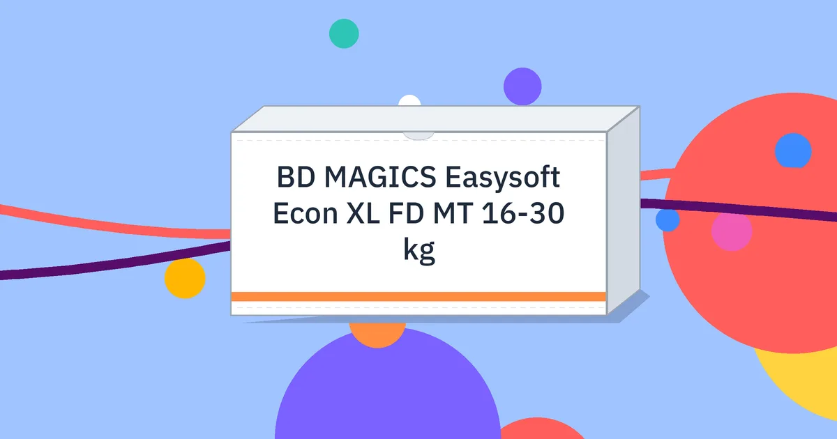 Symbolbild: Packung mit der Aufschrift BD MAGICS Easysoft Econ XL FD MT 16-30 kg (PZN 20168256) – Verfügbarkeit und Bezug in Apotheken in Frankfurt am Main
