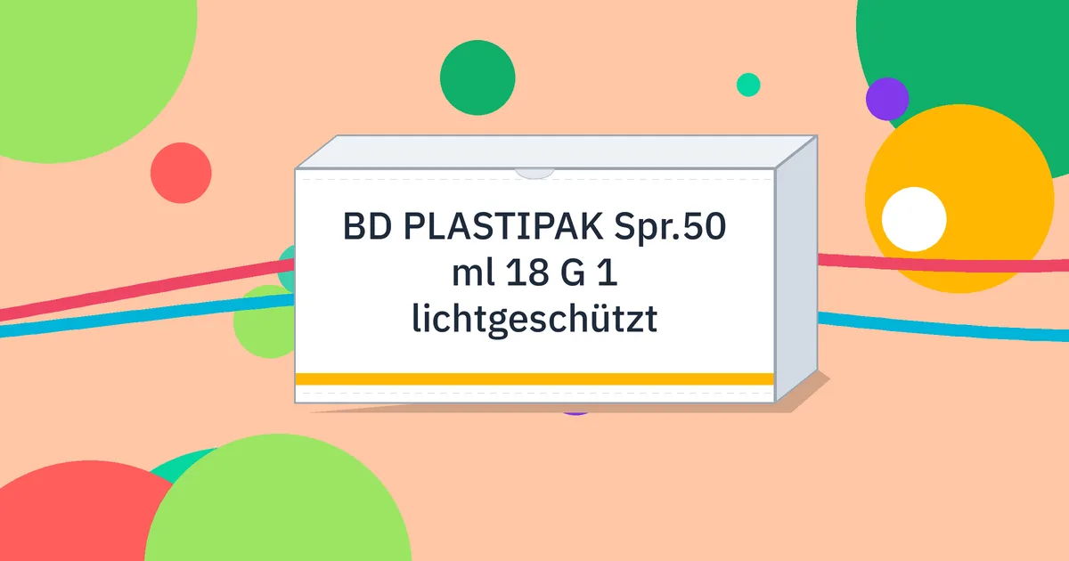 Symbolbild: Packung mit der Aufschrift BD PLASTIPAK Spr.50 ml 18 G 1 lichtgeschützt (PZN 14352659) – Verfügbarkeit und Bezug in Apotheken in Frankfurt am Main
