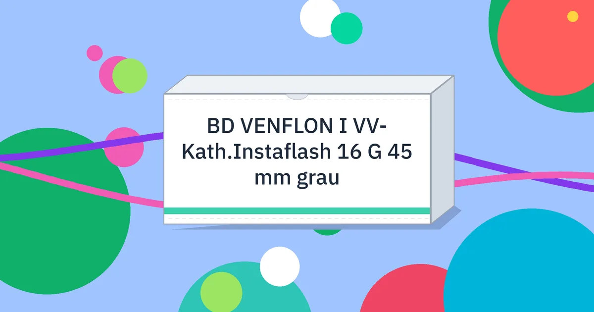 Symbolbild: Packung mit der Aufschrift BD VENFLON I VV-Kath.Instaflash 16 G 45 mm grau (PZN 20274053) – Verfügbarkeit und Bezug in Apotheken in Frankfurt am Main