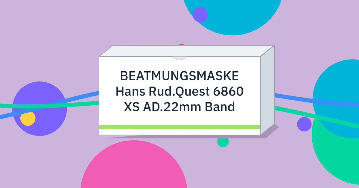 Symbolbild: Packung mit der Aufschrift BEATMUNGSMASKE Hans Rud.Quest 6860 XS AD.22mm Band (PZN 17303667) – Verfügbarkeit und Bezug in Apotheken in Frankfurt am Main