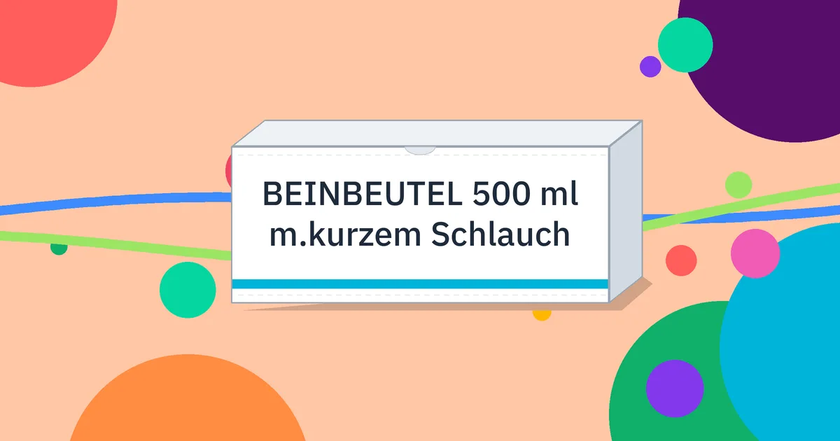 Symbolbild: Packung mit der Aufschrift BEINBEUTEL 500 ml m.kurzem Schlauch (PZN 05878291) – Verfügbarkeit und Bezug in Apotheken in Frankfurt am Main
