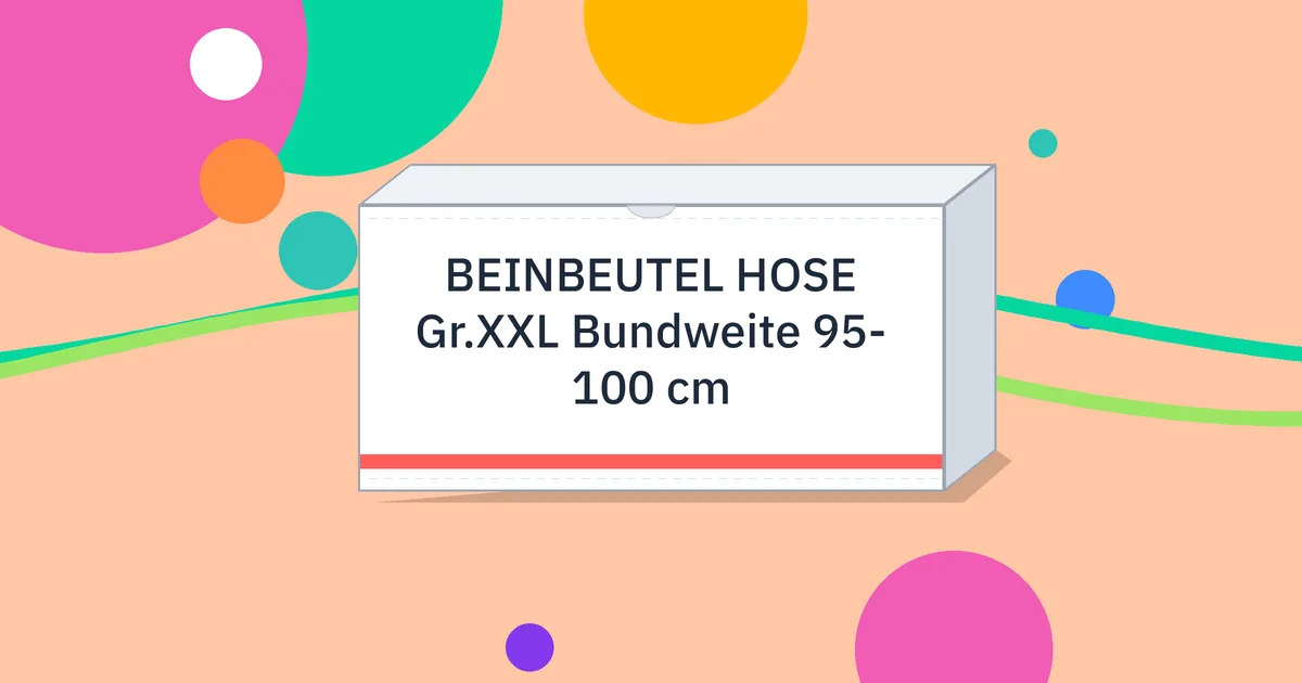 Symbolbild: Packung mit der Aufschrift BEINBEUTEL HOSE Gr.XXL Bundweite 95-100 cm (PZN 00012581) – Verfügbarkeit und Bezug in Apotheken in Frankfurt am Main
