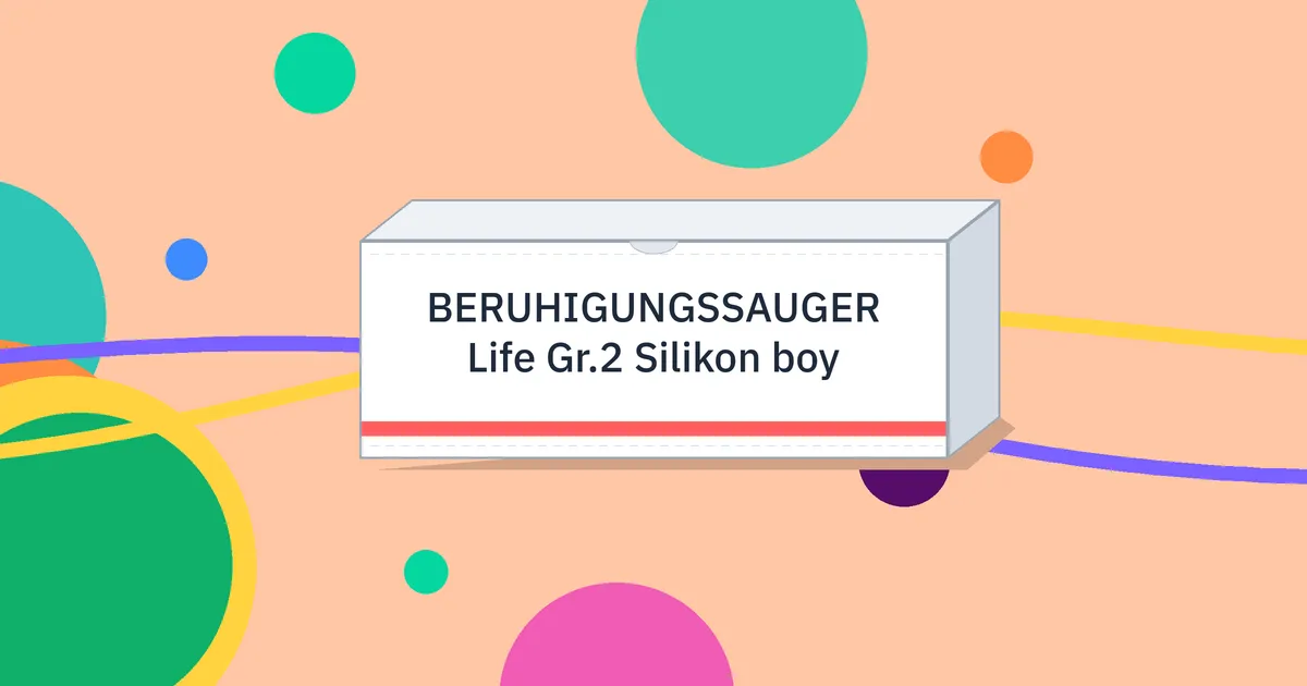 Symbolbild: Packung mit der Aufschrift BERUHIGUNGSSAUGER Life Gr.2 Silikon boy (PZN 11193315) – Verfügbarkeit und Bezug in Apotheken in Frankfurt am Main