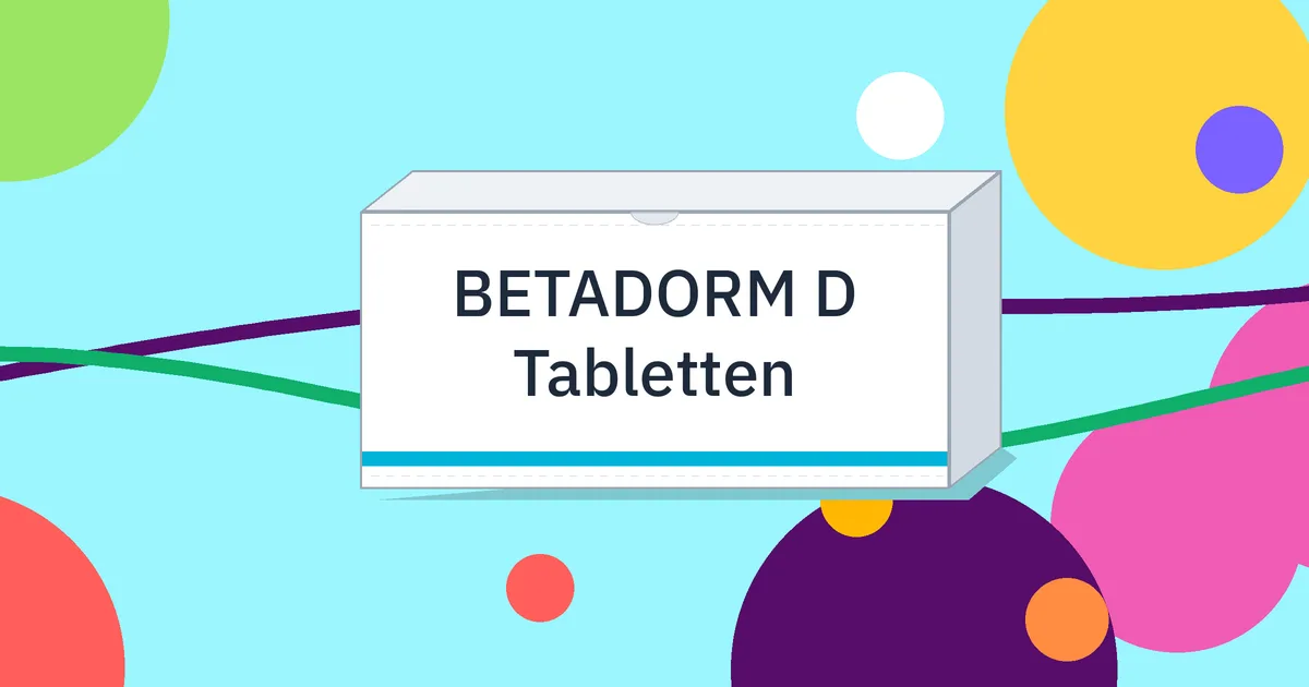 Symbolbild: Packung mit der Aufschrift BETADORM D Tabletten (PZN 03241684) – Verfügbarkeit und Bezug in Apotheken in Frankfurt am Main