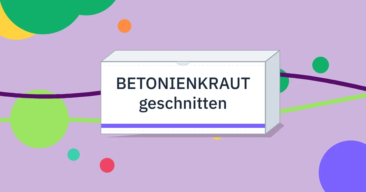 Symbolbild: Packung mit der Aufschrift BETONIENKRAUT geschnitten (PZN 14031234) – Verfügbarkeit und Bezug in Apotheken in Frankfurt am Main