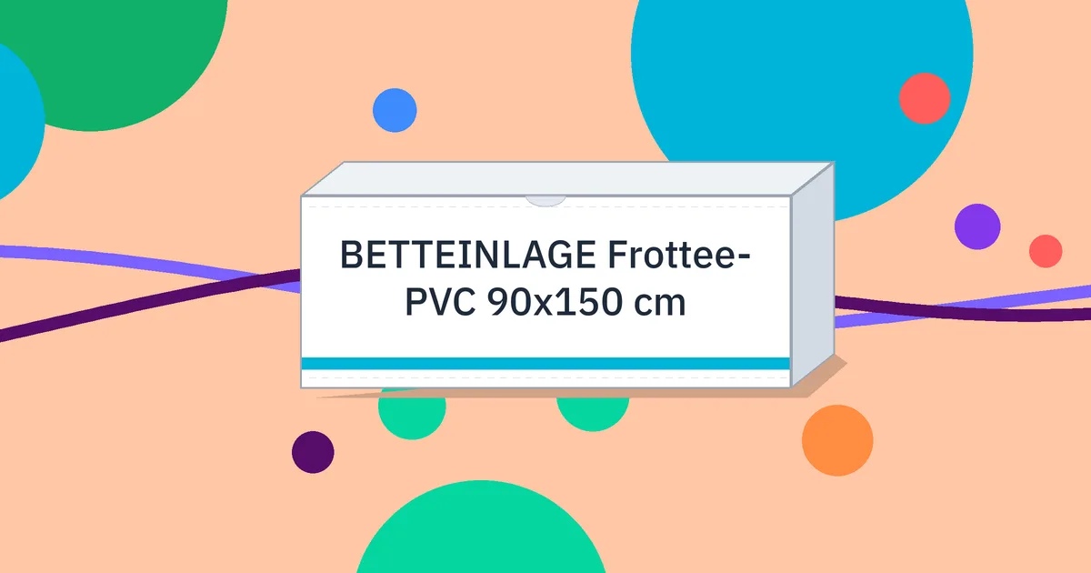 Symbolbild: Packung mit der Aufschrift BETTEINLAGE Frottee-PVC 90x150 cm (PZN 04908989) – Verfügbarkeit und Bezug in Apotheken in Frankfurt am Main