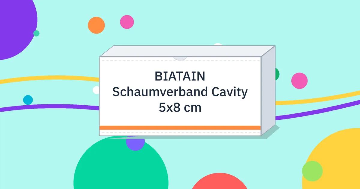Symbolbild: Packung mit der Aufschrift BIATAIN Schaumverband Cavity 5x8 cm (PZN 10831104) – Verfügbarkeit und Bezug in Apotheken in Frankfurt am Main