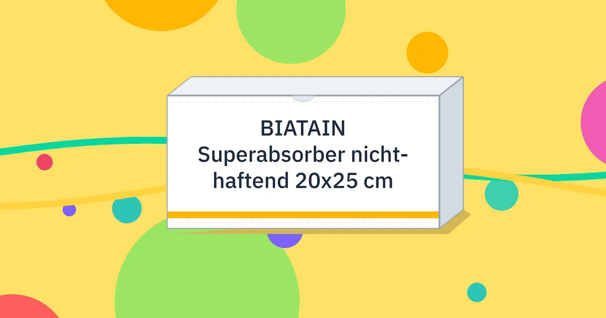 Symbolbild: Packung mit der Aufschrift BIATAIN Superabsorber nicht-haftend 20x25 cm (PZN 19376802) – Verfügbarkeit und Bezug in Apotheken in Frankfurt am Main
