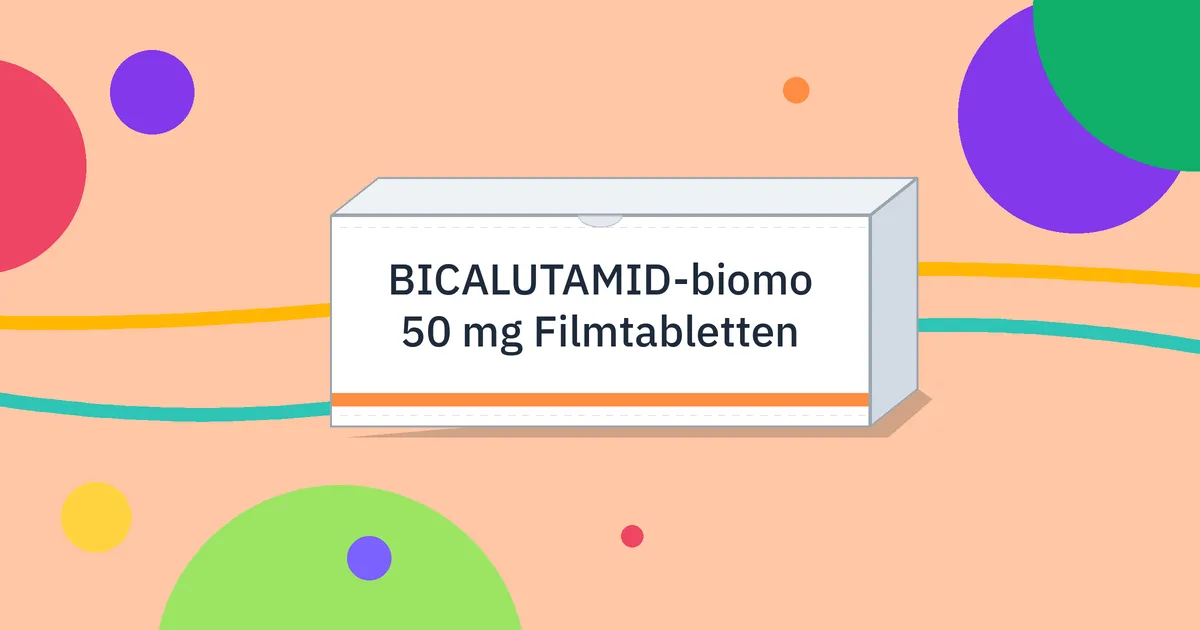 Symbolbild: Packung mit der Aufschrift BICALUTAMID-biomo 50 mg Filmtabletten (PZN 06707108) – Verfügbarkeit und Bezug in Apotheken in Frankfurt am Main
