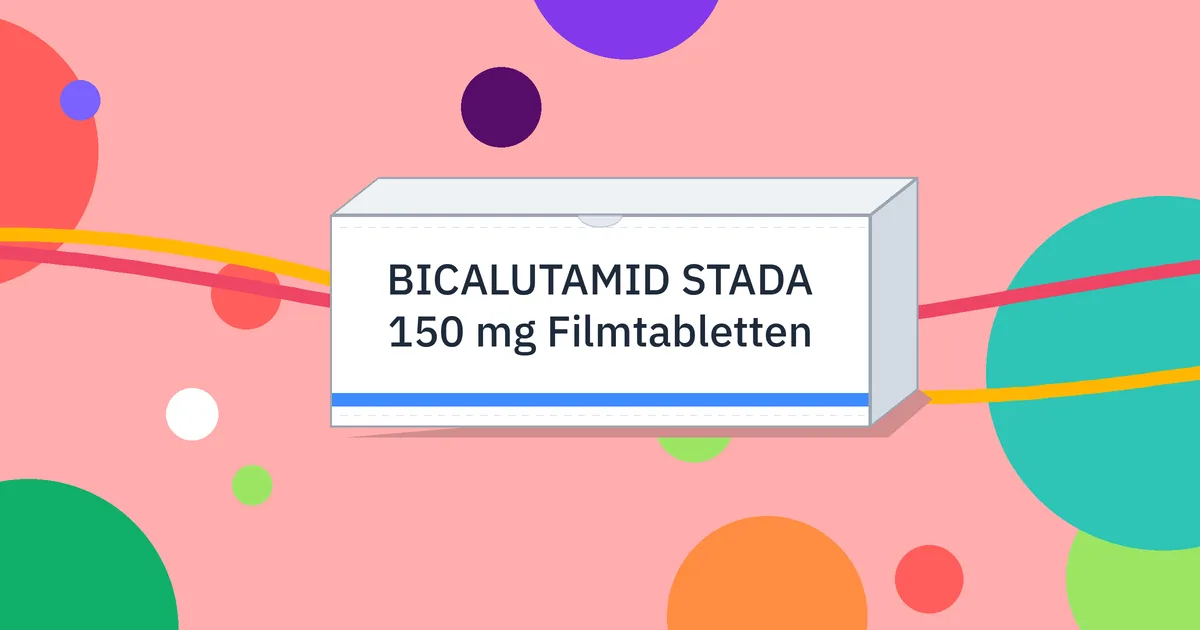 Symbolbild: Packung mit der Aufschrift BICALUTAMID STADA 150 mg Filmtabletten (PZN 18806488) – Verfügbarkeit und Bezug in Apotheken in Frankfurt am Main