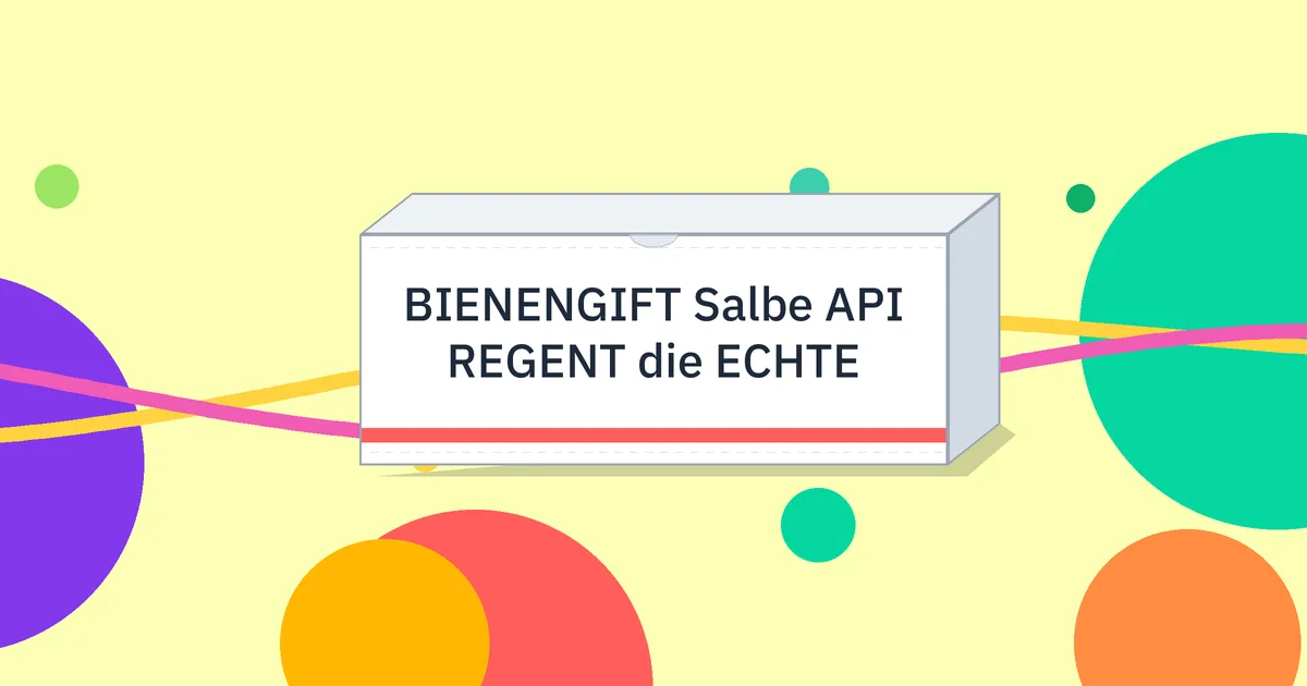 Symbolbild: Packung mit der Aufschrift BIENENGIFT Salbe API REGENT die ECHTE (PZN 13694978) – Verfügbarkeit und Bezug in Apotheken in Frankfurt am Main