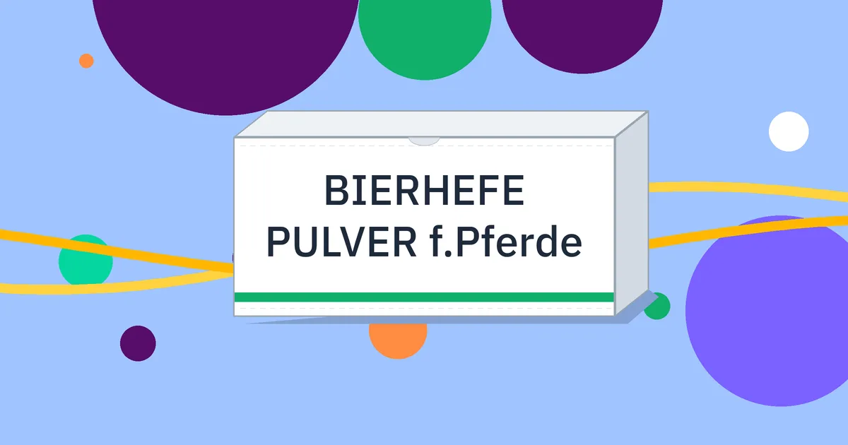 Symbolbild: Packung mit der Aufschrift BIERHEFE PULVER f.Pferde (PZN 16881468) – Verfügbarkeit und Bezug in Apotheken in Frankfurt am Main