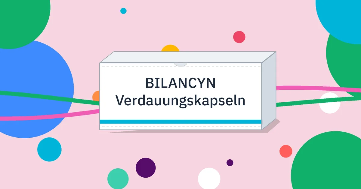Symbolbild: Packung mit der Aufschrift BILANCYN Verdauungskapseln (PZN 17536590) – Verfügbarkeit und Bezug in Apotheken in Frankfurt am Main