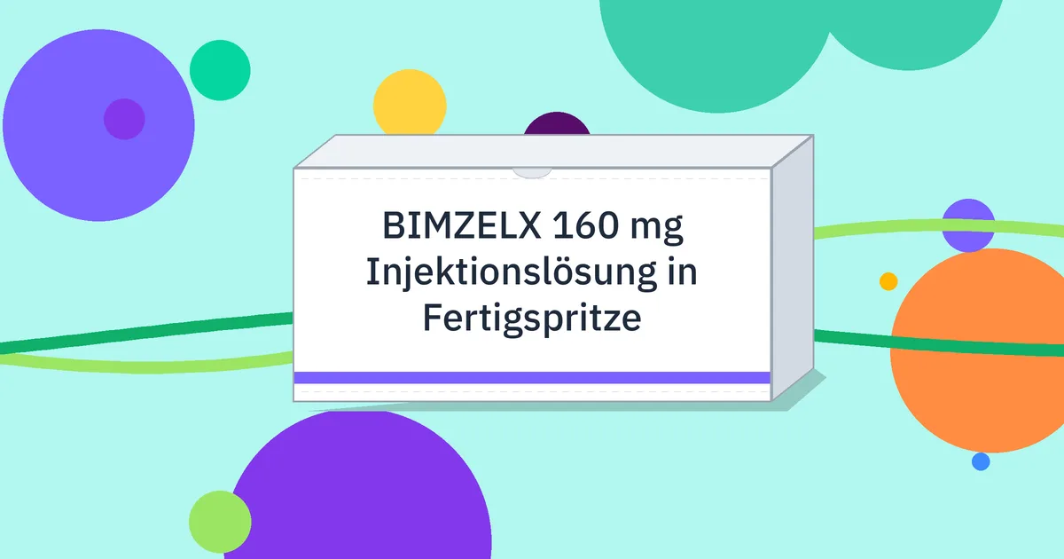 Symbolbild: Packung mit der Aufschrift BIMZELX 160 mg Injektionslösung in Fertigspritze (PZN 18728245) – Verfügbarkeit und Bezug in Apotheken in Frankfurt am Main