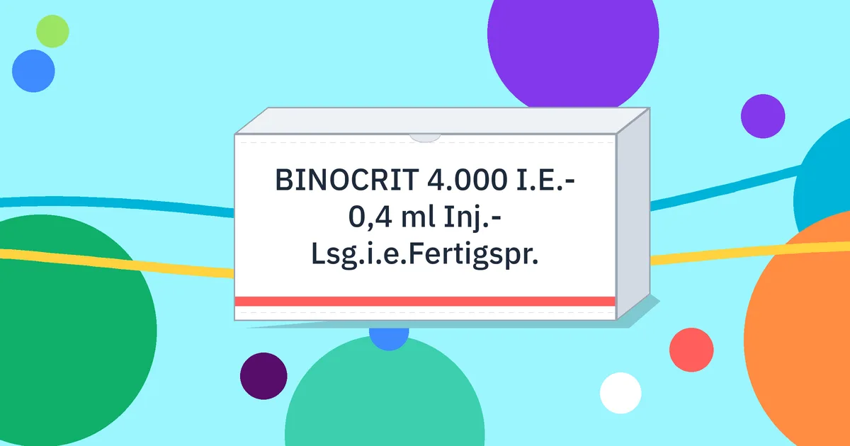 Symbolbild: Packung mit der Aufschrift BINOCRIT 4.000 I.E.-0,4 ml Inj.-Lsg.i.e.Fertigspr. (PZN 01972538) – Verfügbarkeit und Bezug in Apotheken in Frankfurt am Main