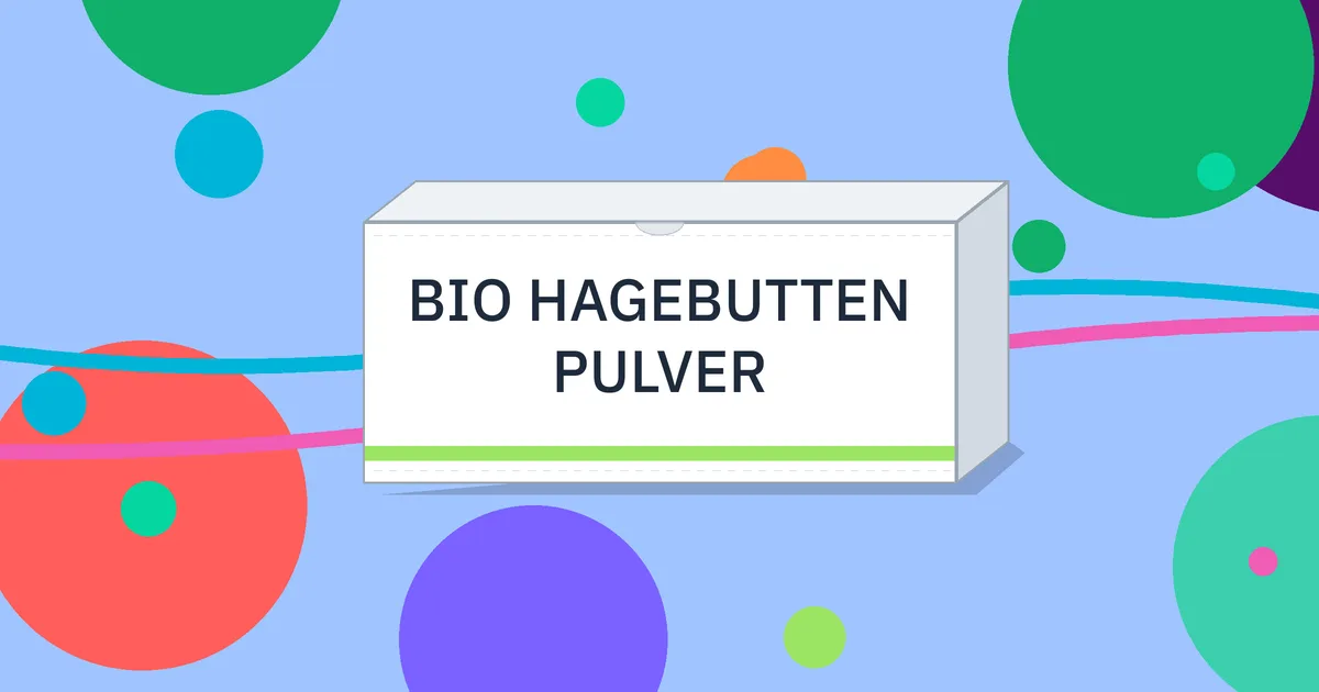 Symbolbild: Packung mit der Aufschrift BIO HAGEBUTTEN PULVER (PZN 19444320) – Verfügbarkeit und Bezug in Apotheken in Frankfurt am Main