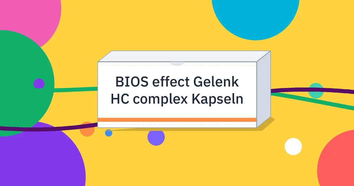 Symbolbild: Packung mit der Aufschrift BIOS effect Gelenk HC complex Kapseln (PZN 10145739) – Verfügbarkeit und Bezug in Apotheken in Frankfurt am Main