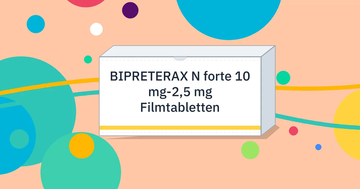 Symbolbild: Packung mit der Aufschrift BIPRETERAX N forte 10 mg-2,5 mg Filmtabletten (PZN 19947009) – Verfügbarkeit und Bezug in Apotheken in Frankfurt am Main