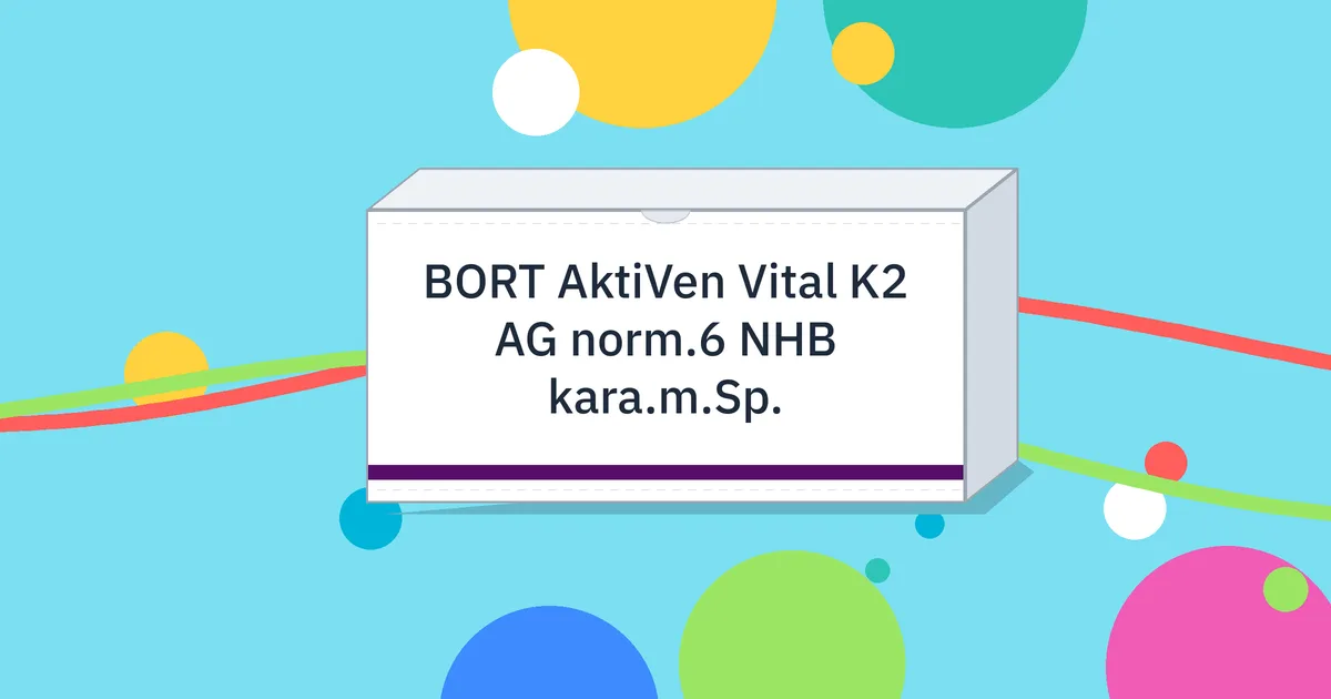 Symbolbild: Packung mit der Aufschrift BORT AktiVen Vital K2 AG norm.6 NHB kara.m.Sp. (PZN 12384336) – Verfügbarkeit und Bezug in Apotheken in Frankfurt am Main