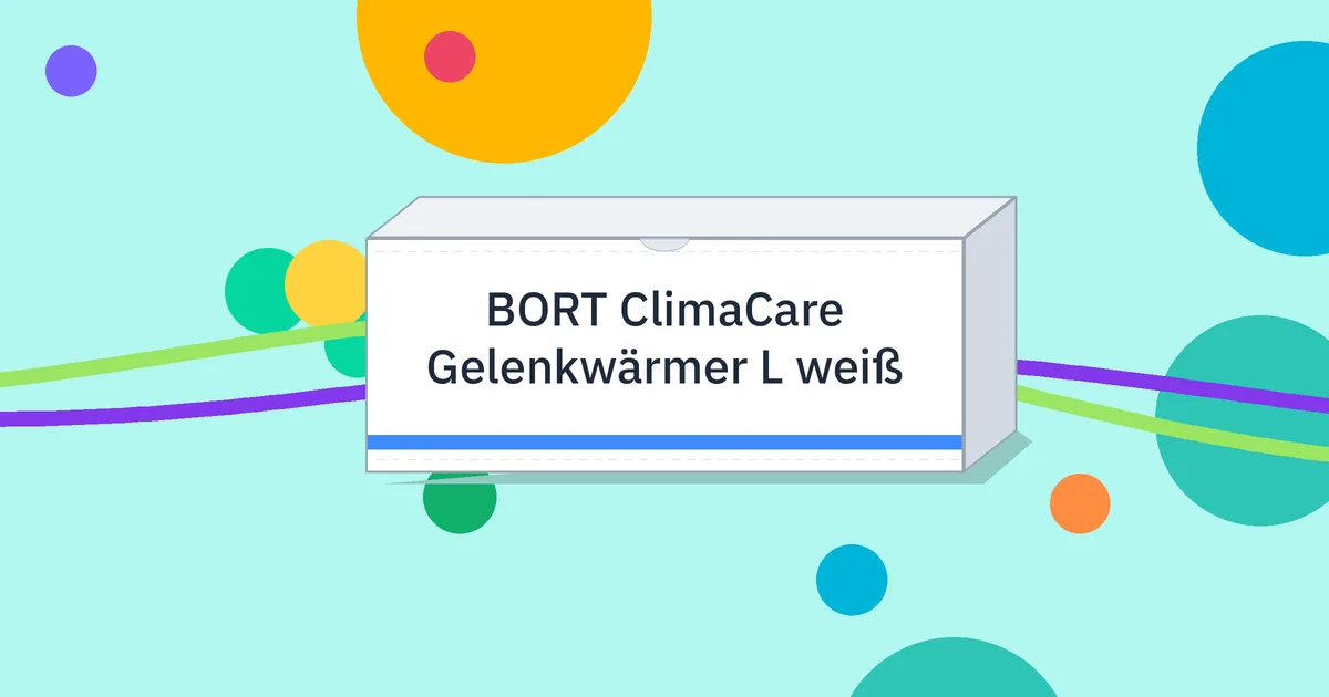Symbolbild: Packung mit der Aufschrift BORT ClimaCare Gelenkwärmer L weiß (PZN 01395319) – Verfügbarkeit und Bezug in Apotheken in Frankfurt am Main
