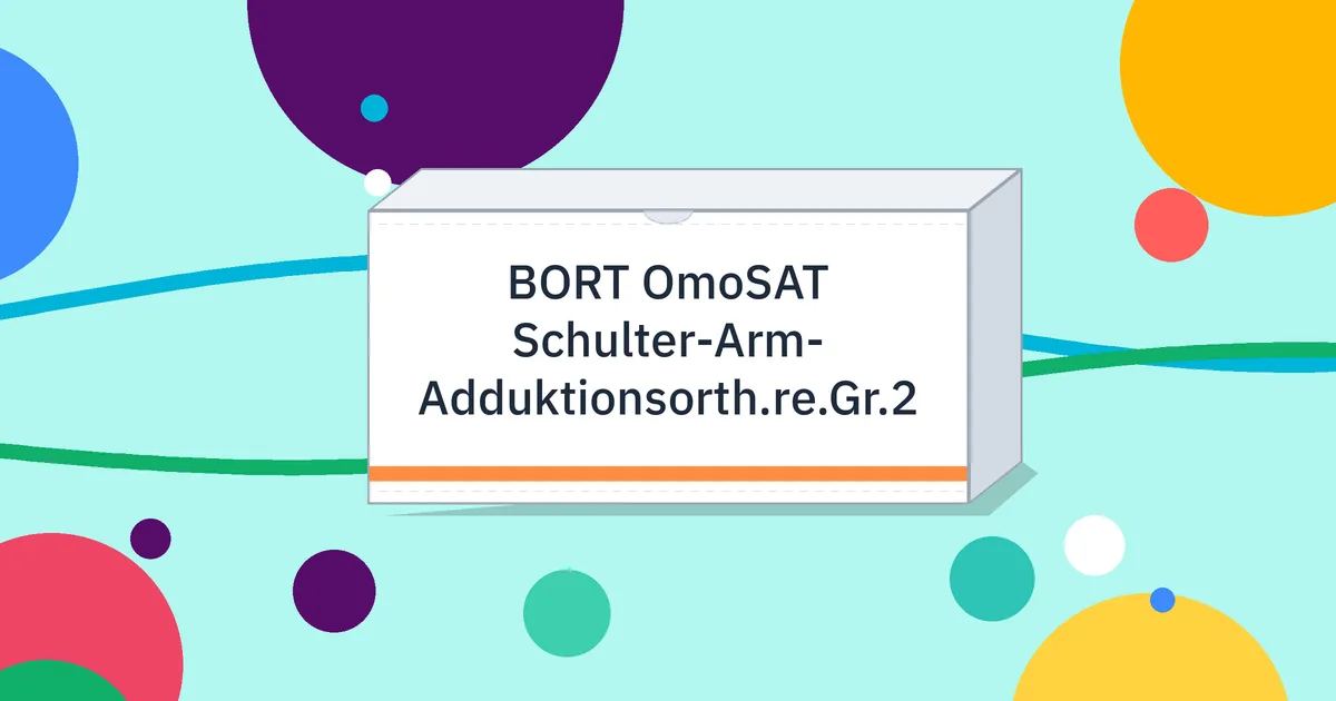 Symbolbild: Packung mit der Aufschrift BORT OmoSAT Schulter-Arm-Adduktionsorth.re.Gr.2 (PZN 20105178) – Verfügbarkeit und Bezug in Apotheken in Frankfurt am Main