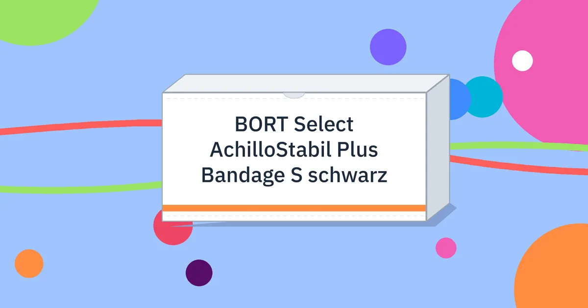 Symbolbild: Packung mit der Aufschrift BORT Select AchilloStabil Plus Bandage S schwarz (PZN 09443472) – Verfügbarkeit und Bezug in Apotheken in Frankfurt am Main