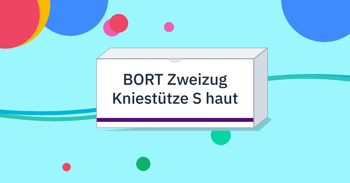 Symbolbild: Packung mit der Aufschrift BORT Zweizug Kniestütze S haut (PZN 02546714) – Verfügbarkeit und Bezug in Apotheken in Frankfurt am Main
