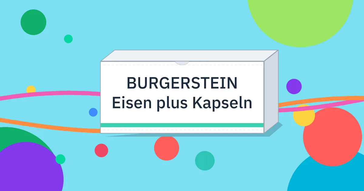 Symbolbild: Packung mit der Aufschrift BURGERSTEIN Eisen plus Kapseln (PZN 14303626) – Verfügbarkeit und Bezug in Apotheken in Frankfurt am Main