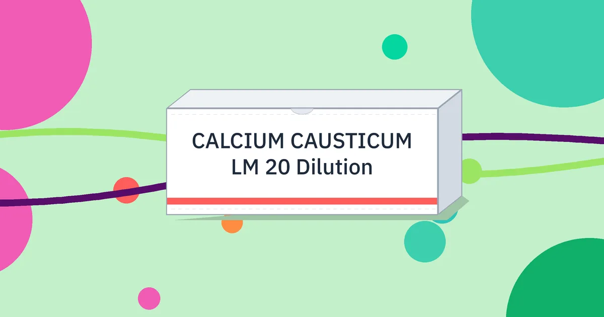 Symbolbild: Packung mit der Aufschrift CALCIUM CAUSTICUM LM 20 Dilution (PZN 12804011) – Verfügbarkeit und Bezug in Apotheken in Frankfurt am Main