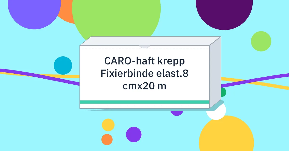 Symbolbild: Packung mit der Aufschrift CARO-haft krepp Fixierbinde elast.8 cmx20 m (PZN 11670376) – Verfügbarkeit und Bezug in Apotheken in Frankfurt am Main