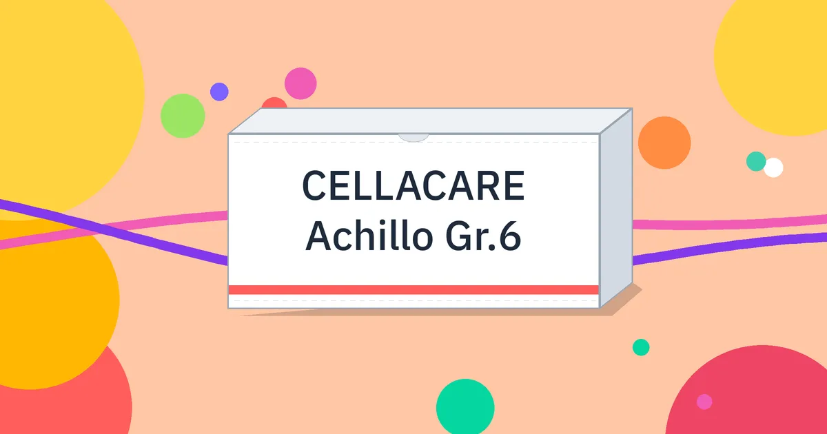 Symbolbild: Packung mit der Aufschrift CELLACARE Achillo Gr.6 (PZN 20549219) – Verfügbarkeit und Bezug in Apotheken in Frankfurt am Main