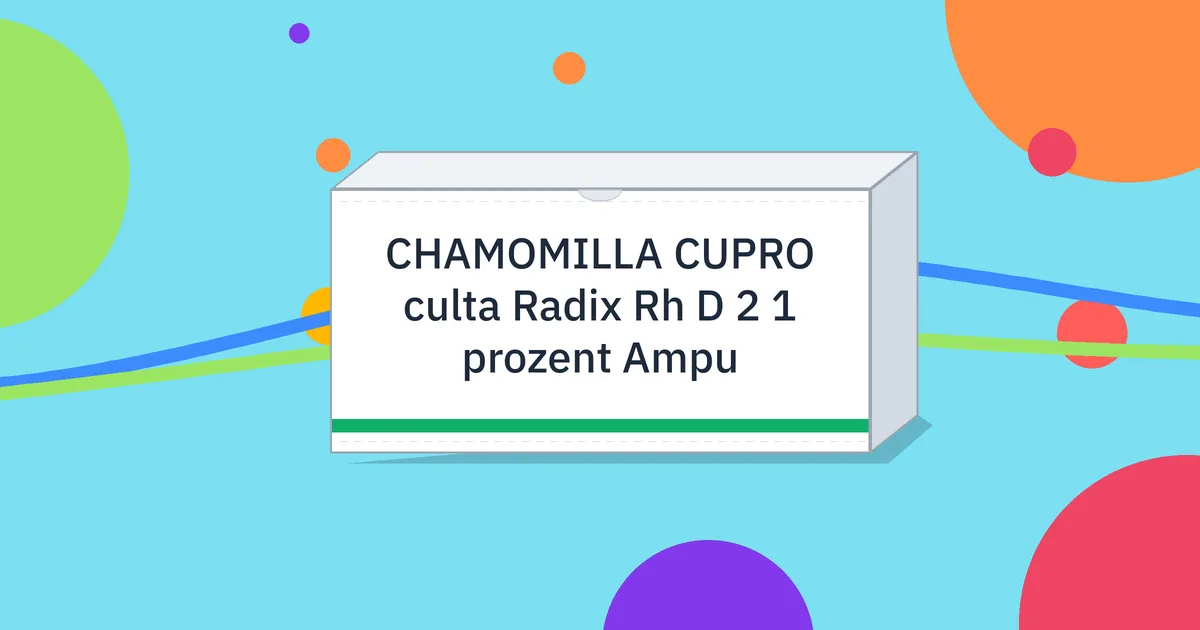Symbolbild: Packung mit der Aufschrift CHAMOMILLA CUPRO culta Radix Rh D 2 1 prozent Ampu (PZN 01621359) – Verfügbarkeit und Bezug in Apotheken in Frankfurt am Main